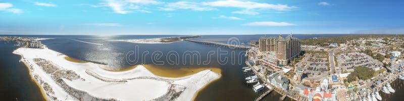 Panoramic Aerial View of Destin, Florida at Sunset Stock Photo - Image ...