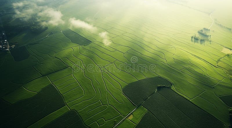 Panoramic Aerial View of Fields and Grass Stock Illustration ...
