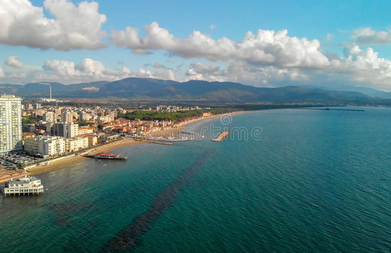 Panoramic Aerial View of Follonica Coastline - Italy Stock Photo ...