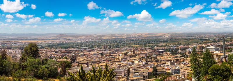 View of the Granada Cathedral and the City`s Main Square in Granada ...