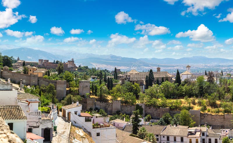Panoramic view of Granada stock image. Image of landscape - 163904619