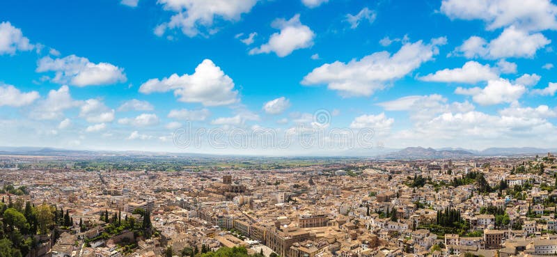 Panoramic view of Granada stock image. Image of albaicin - 163905171