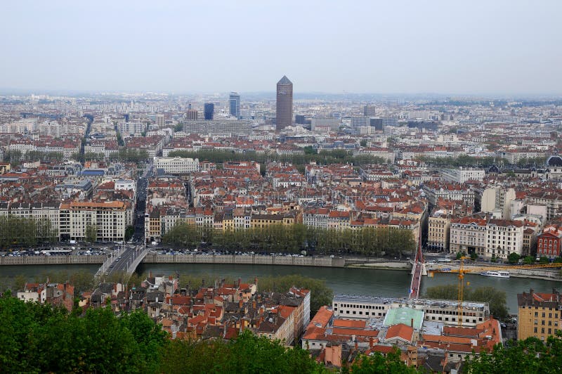 Panoramic Aerial View at Lyon Editorial Stock Image - Image of european ...