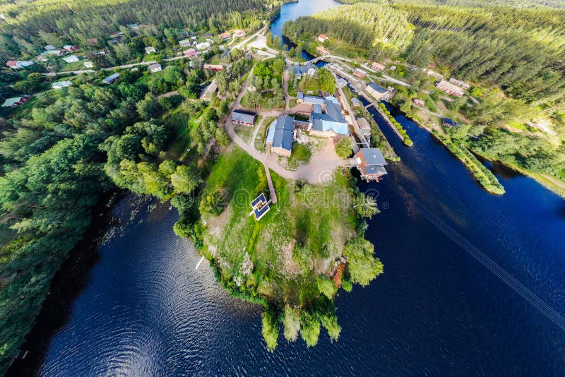 Panoramic Aerial View of Old Village Verla in Finland Stock Image ...