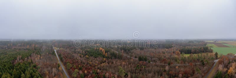 Panoramic Aerial View Over a Wide Autumn Forest. Stock Photo - Image of ...