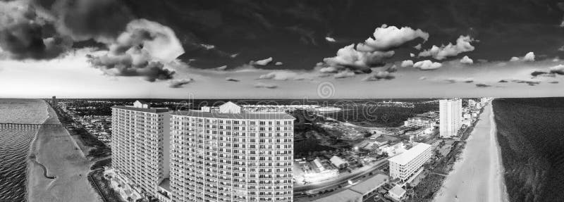 Panoramic Aerial View of Panama City Beach Skyline at Sunset, Florida ...