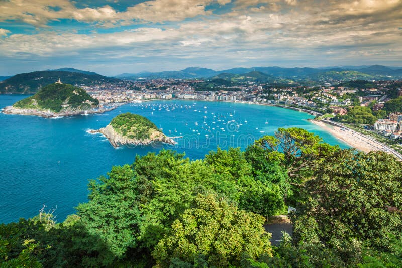 Panoramic Aerial View of San Sebastian Donostia Spain Stock Image ...