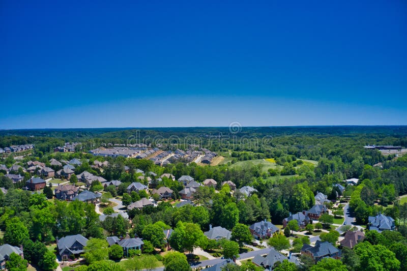 A Panoramic Aerial View of a Sub Division in an Upscale Suburb in USA ...