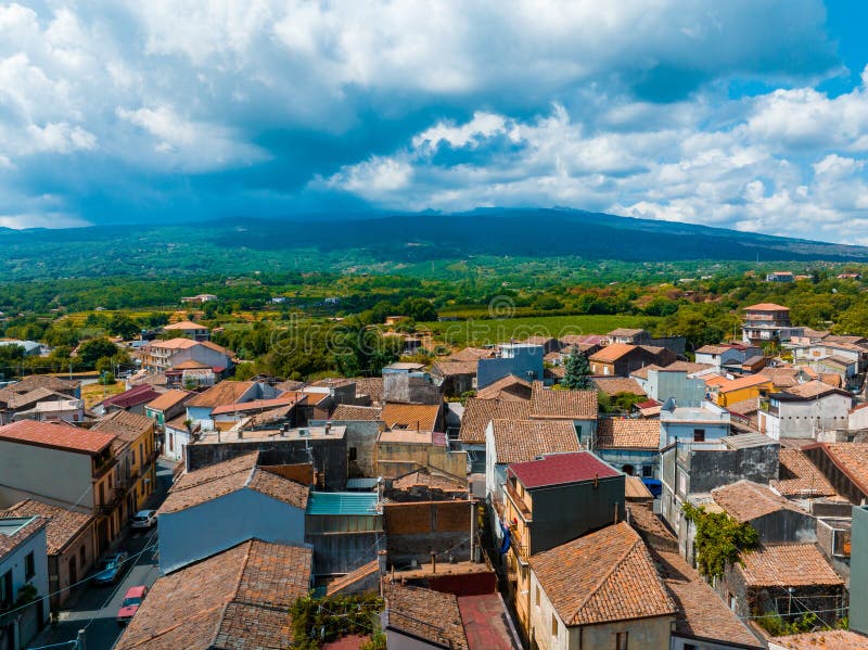Panoramic Aerial Wide View of the Active Volcano Etna Stock Photo ...