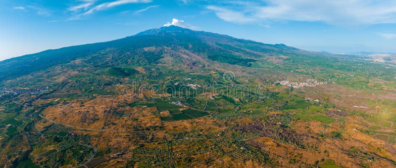 Panoramic Aerial Wide View of the Active Volcano Etna Stock Image ...