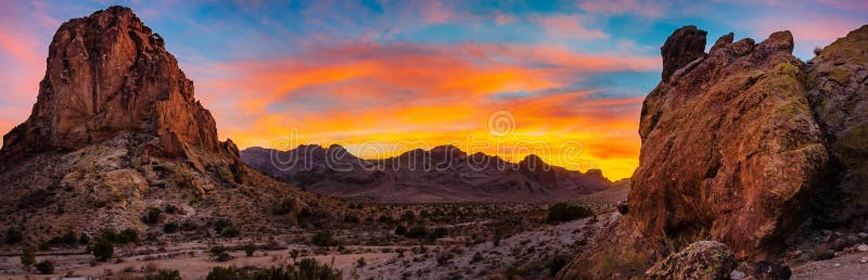 Panoramic of Arizona Desert and Cliffs Captured at Sunset Stock Image ...