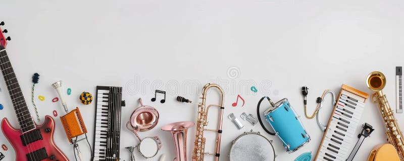 Panoramic Back To School Styled Mockup Featuring Various Musical ...