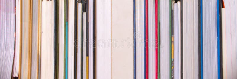 Panoramic Background of Books Aligned Stock Image - Image of paper ...