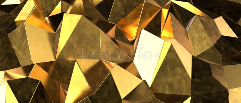 Panoramic Background of Golden Polygon Shapes Stock Illustration - Illustration of business ...