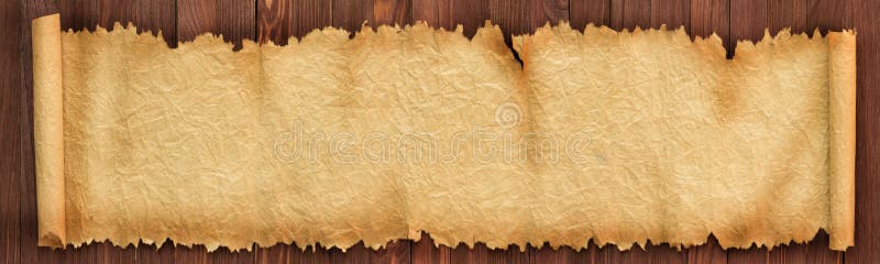 Panoramic Background of Old Paper. Unfolded Scroll on the Table Stock ...