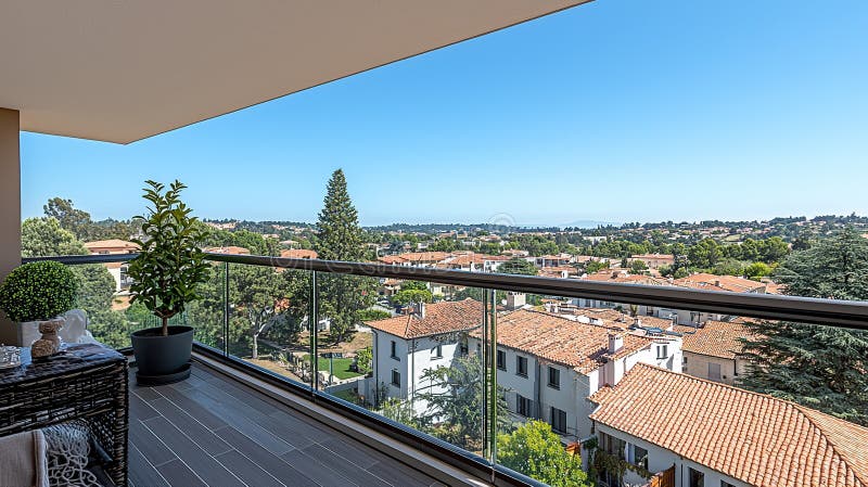 Panoramic Balcony View of a Charming Town Stock Image - Image of decor ...
