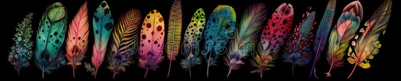 Panoramic Banner, Divider with Various Feathers, AI Generative Stock ...