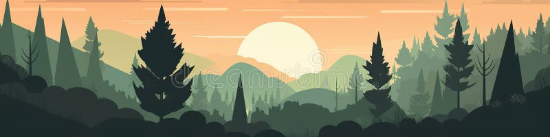 Panoramic Banner with Forest, Black Forest on Sunrise, Fall Mountains ...