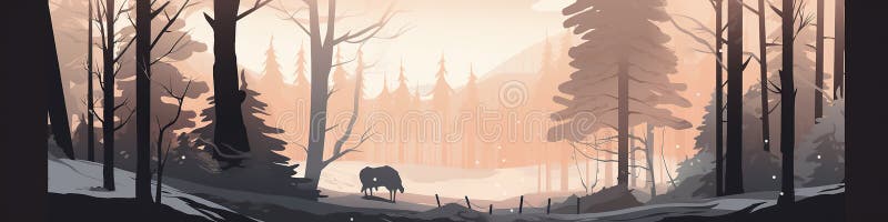 Panoramic Banner with Forest, Black Forest in Winter, Fall Mountains ...