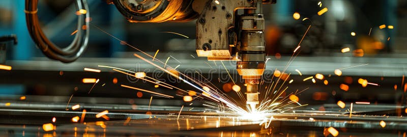 Panoramic Banner of Header Machine on Automated Robot Arm in Production ...