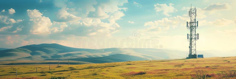 Panoramic Banner of Industrial Communication Tower for Signal ...