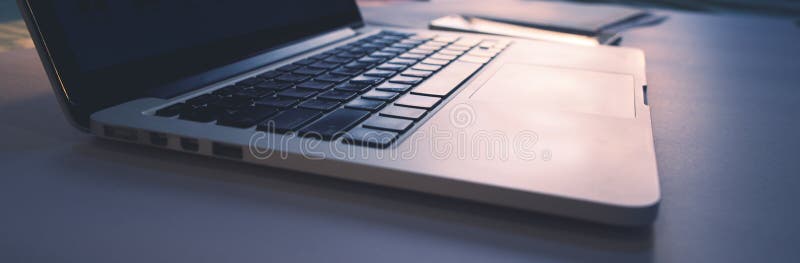 Panoramic Banner for Web, Detail View of Laptop Computer Keyboard Stock ...