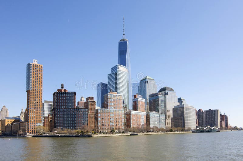 Panoramic of Battery Park in New York Stock Image - Image of street ...