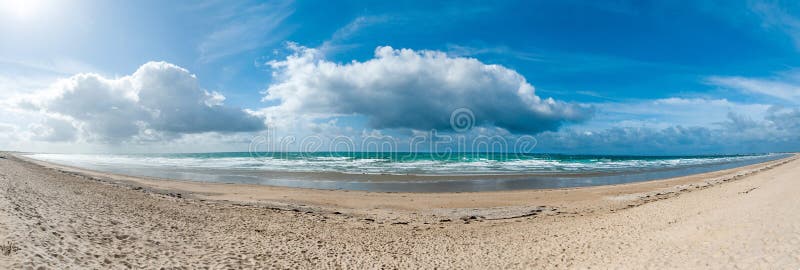Panoramic beach stock image. Image of beach, summer, footprints - 50981513