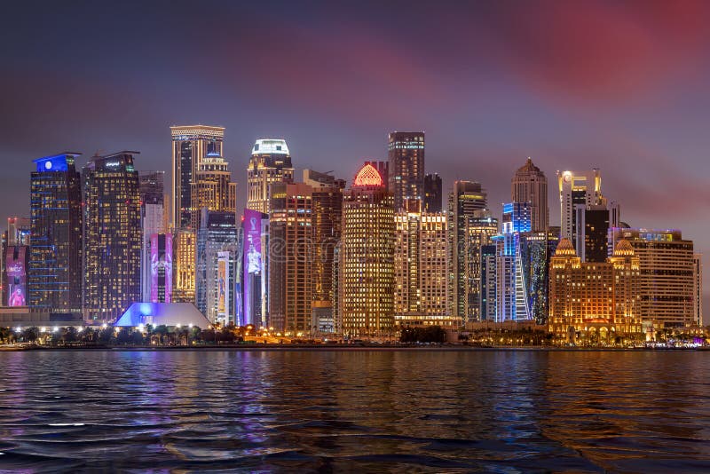 Beautiful Doha Sky Line Qatar Editorial Stock Photo - Image of arab ...