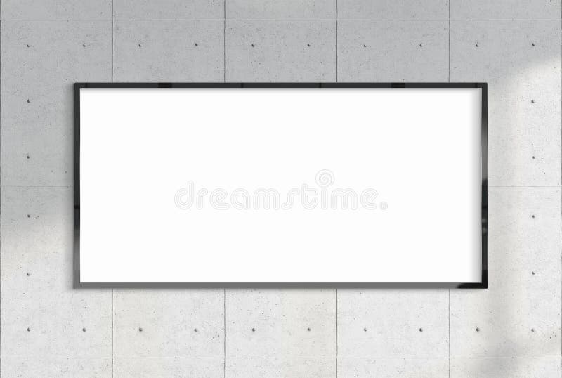 Panoramic Billboard Hanging on a Sunlit Wall Mockup. Template of a Pano ...