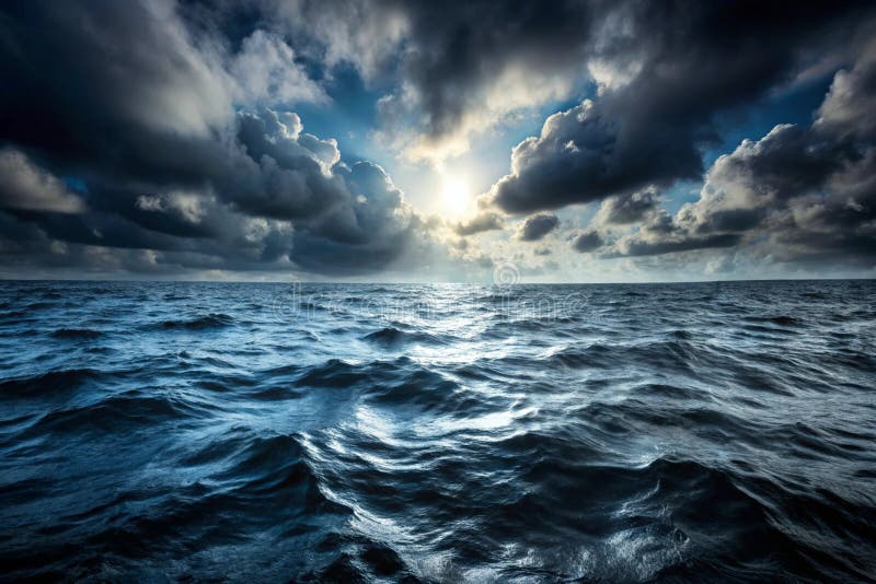 Panoramic Black Ocean Surface with Water Reflection Texture Stock ...