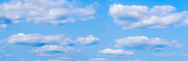 Panoramic Blue Sky with Clouds Background Stock Image - Image of ...