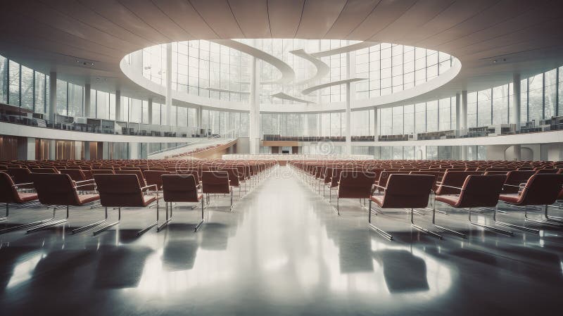 Panoramic Blurred Congress Interior Stock Illustration - Illustration ...