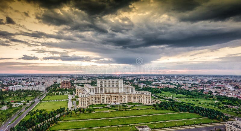 Panoramic Bucharest City Skyline in Romania, Europe Stock Photo - Image ...