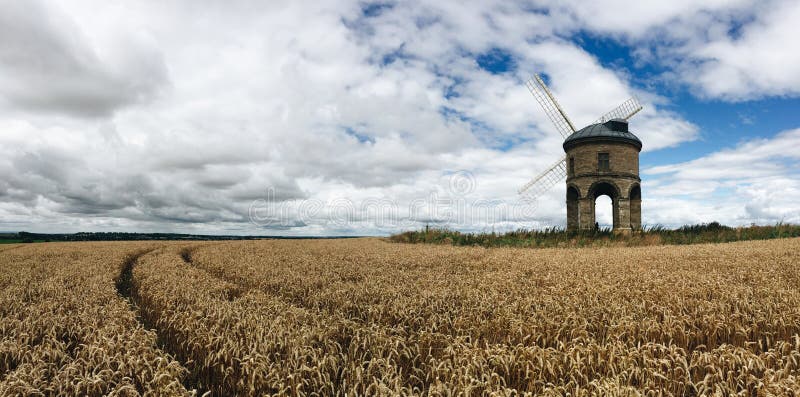 Panoramic Chesterton Wind Mill and Wheat Stock Image - Image of front ...