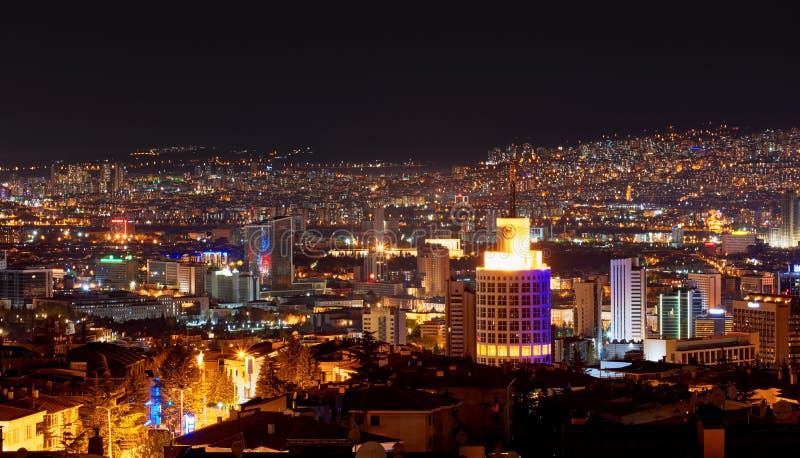 Panoramic Cityscape of Ankara, Turkey at Night Editorial Photo - Image ...