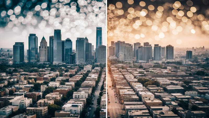 World Statistics Day: City of Contrast — before and after Stock Photo ...