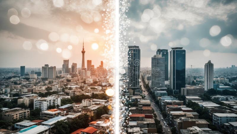 World Statistics Day: City of Contrast — before and after Stock Photo ...
