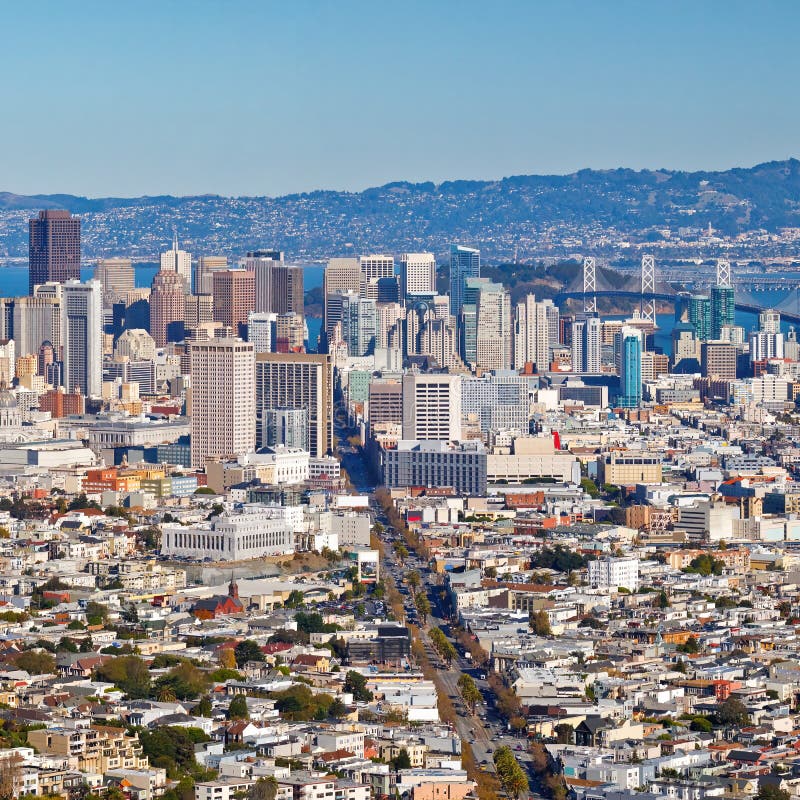 Panoramic Cityscape of San Francisco at Sunny Day Editorial Photography ...