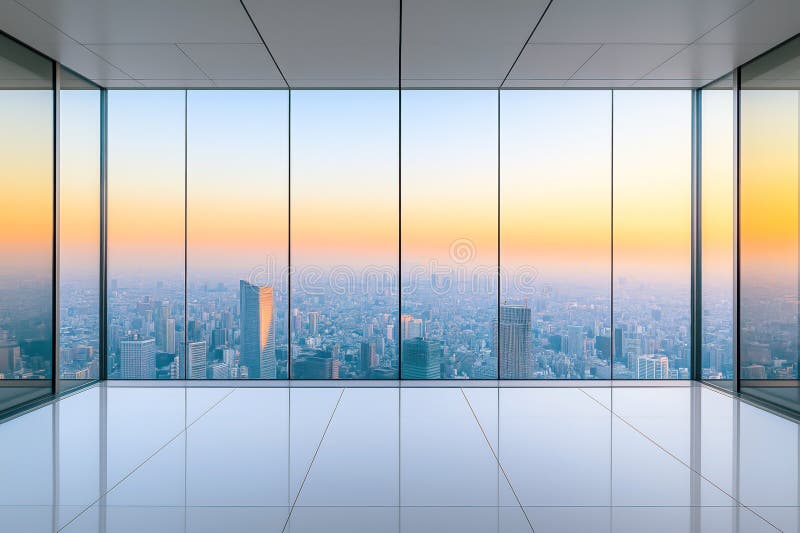 Panoramic Cityscape View from Modern Office Interior Stock Image ...