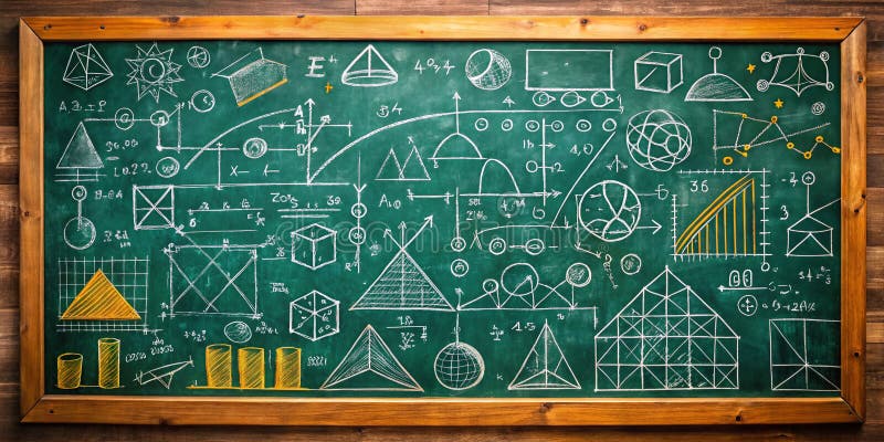 A Panoramic Classroom Chalkboard a Visual Feast of Math Problems ...