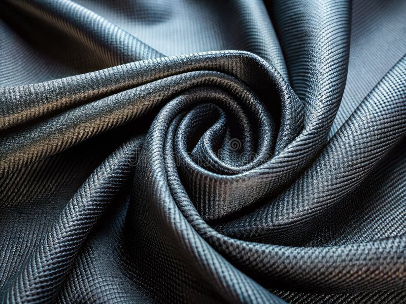 Panoramic Closeup View of a Textured Black Polyester Fabric a Seamless ...