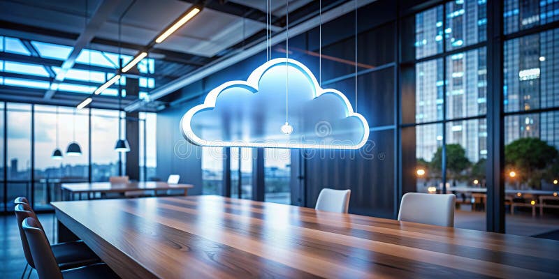 Panoramic Cloud Storage Logos Showcase Modern Workspace Aesthetics for ...