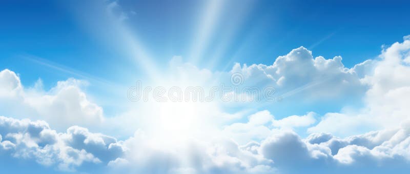 Panoramic Cloudscape with a Clear Blue Sky Stock Illustration ...