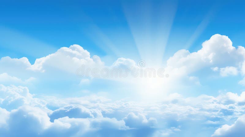 Panoramic Cloudscape with a Clear Blue Sky Stock Illustration ...