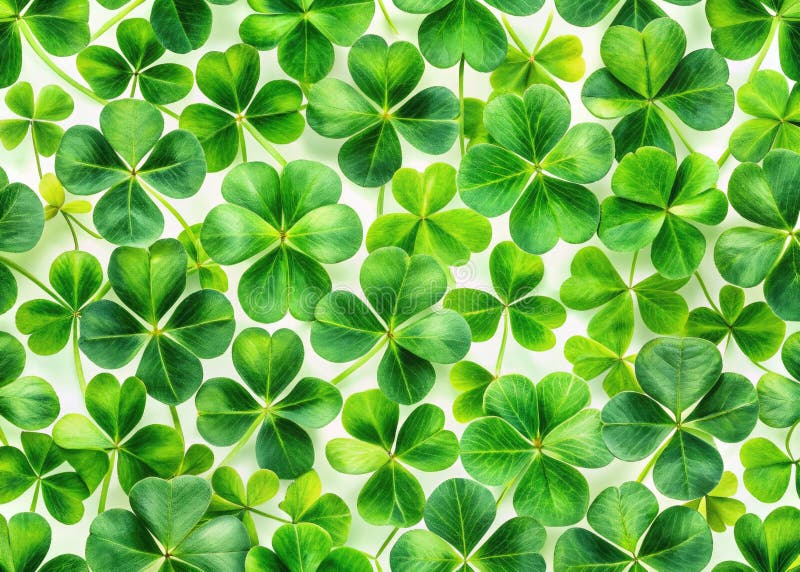 Panoramic Clover Leaf Pattern a Pristine White Background for a Subtle ...