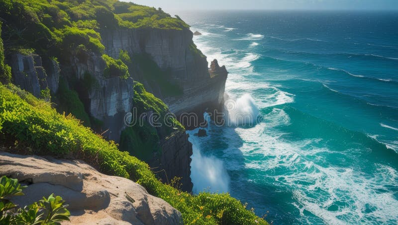 Panoramic Coastal Scenery Featuring Towering Cliffs and Dynamic Ocean ...