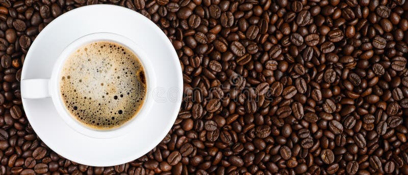 Panoramic Coffee Background of a Cup of Black Coffee with Smiling Face ...