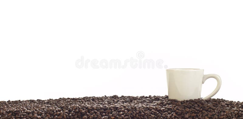 Panoramic of Coffee Cup and Whole Beans Stock Image - Image of brown ...