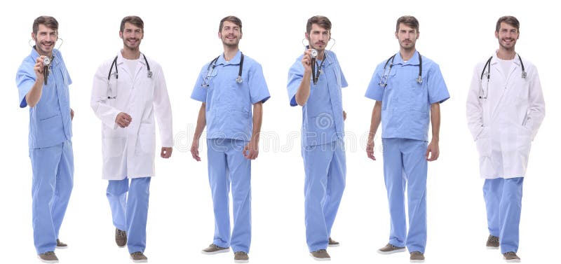 Panoramic Collage Group of Medical Doctors . Isolated on White Stock ...